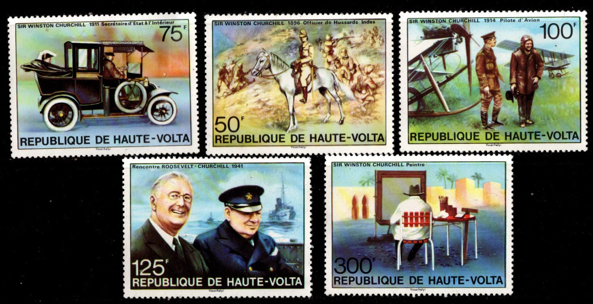 Upper Volta 1975 Birth Centenary of Sir Winston Churchill set of five mint