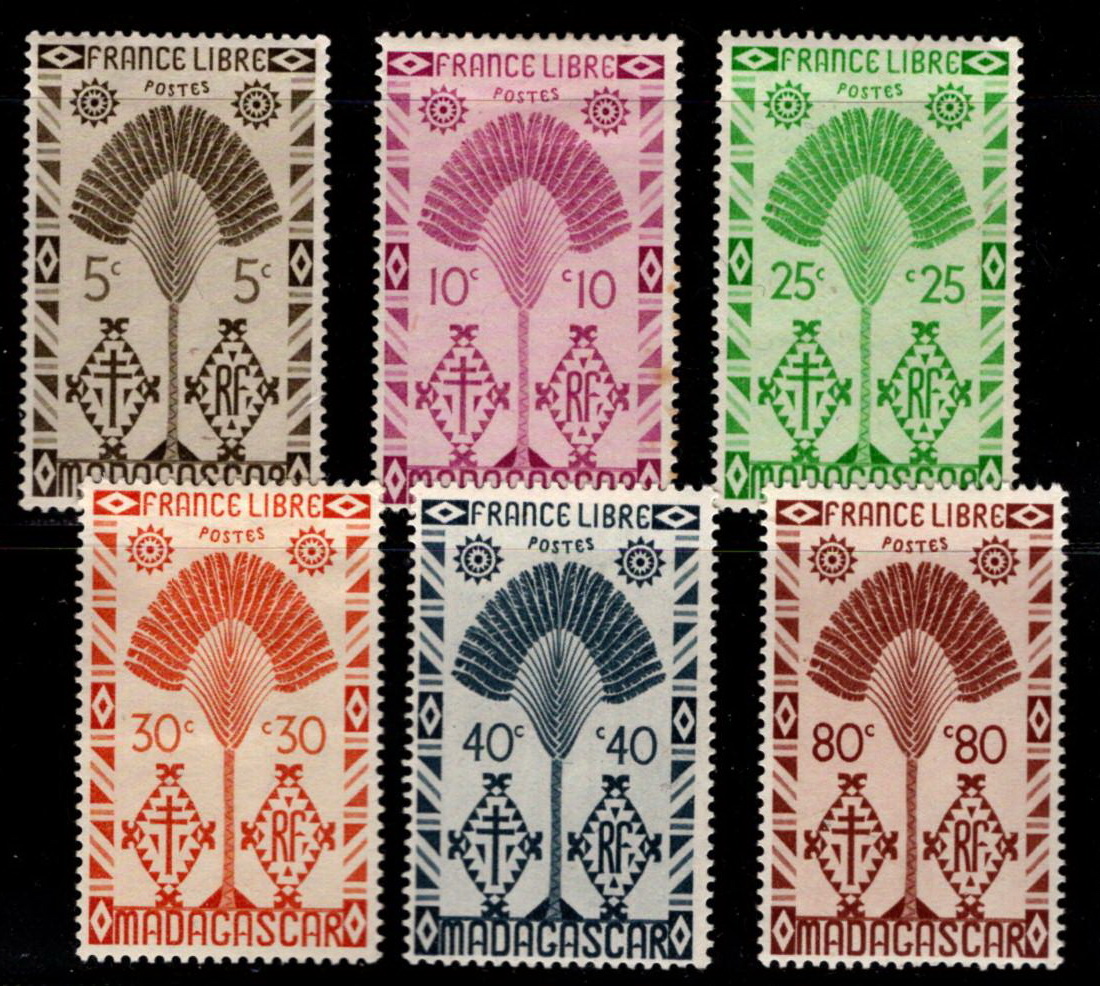 Madagascar 1943 Free French Issue (French Libre) Travellers Tree set of ...