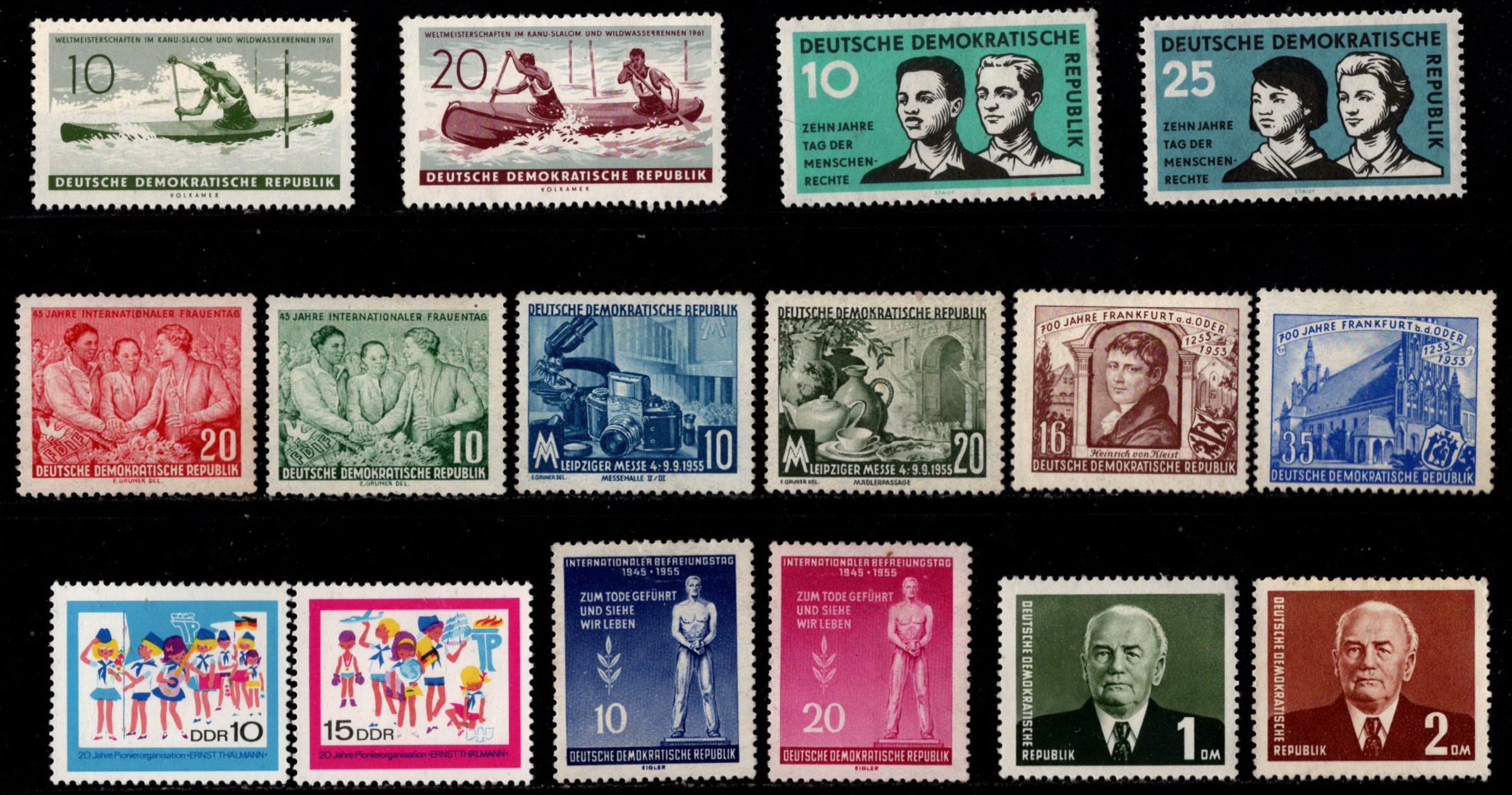 Germany East Collection of 16 different stamps from 8 sets (2x8 ...