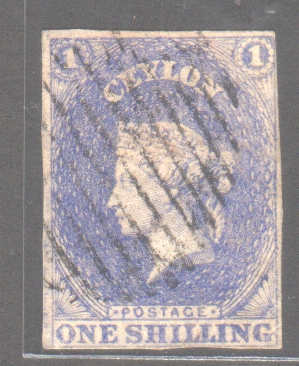 1857, SG10 QV, 1s Slate Violet used